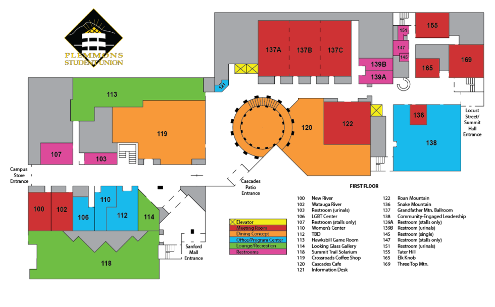 Building Maps | Plemmons Student Union | Appalachian State University